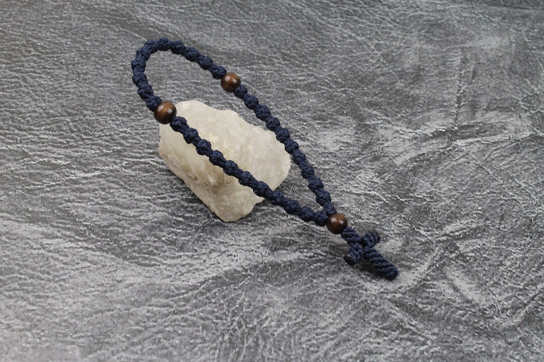 Dark Blue Pocket Prayer Rope 33/50/100 Knots Stretched, Greek Orthodox ...