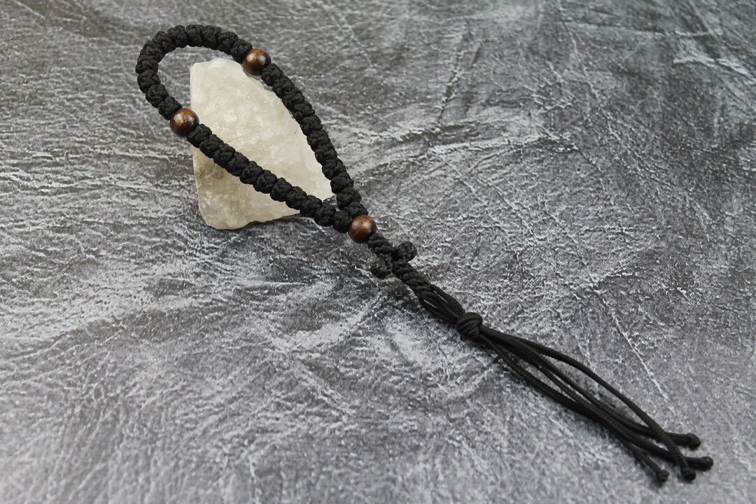 Black Pocket Prayer Rope 33 Knots With Tassel , Greek Orthodox Chotki ...