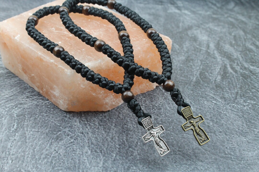 Jesus Cross Prayer Rope 50 Knots, Orthodox Crucifix, Pocket Chotki ...