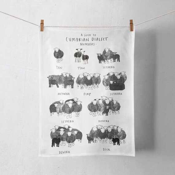 Tea Towel Cumbrian Dialect Numbers | Etsy UK