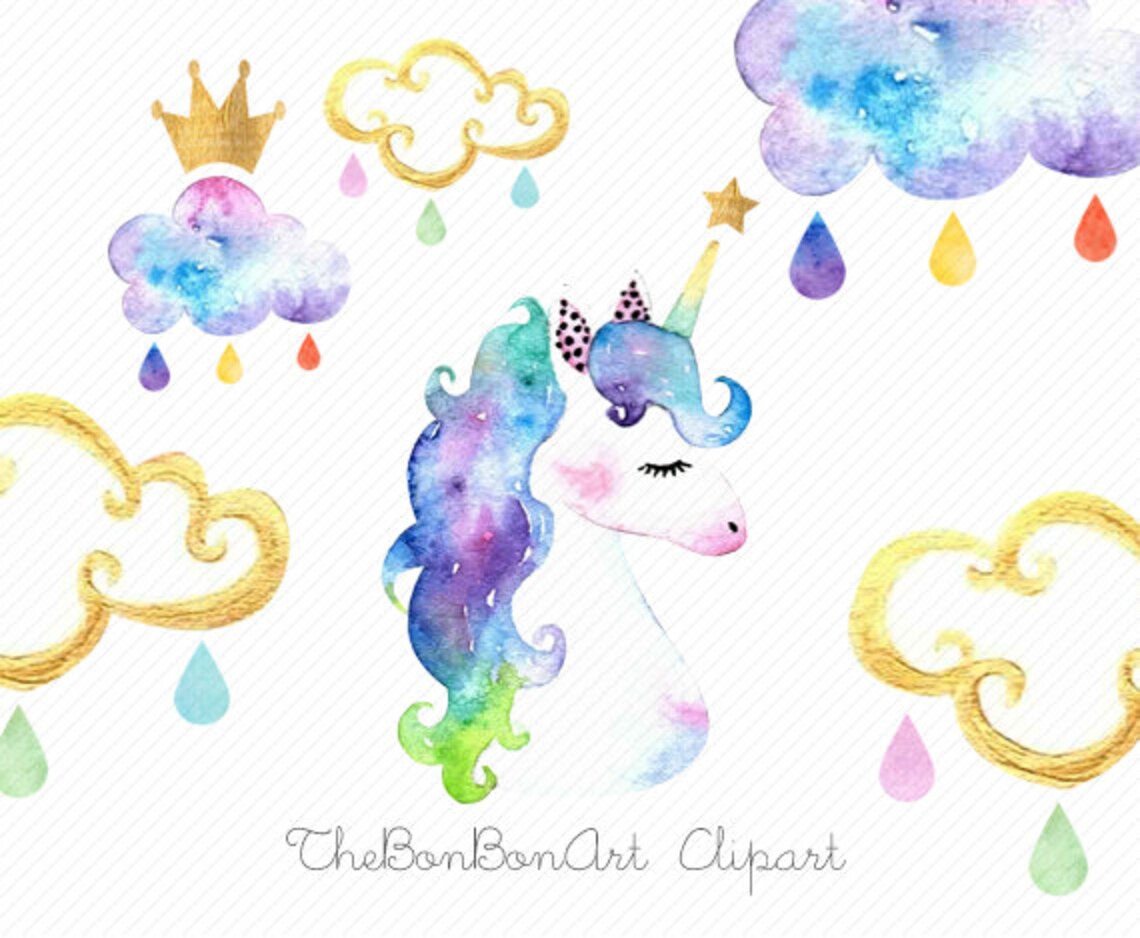 Watercolor Unicorn Clipart. Unicorn Printable. Baby Shower Kids Party ...