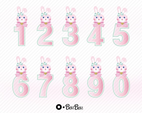 Easter Bunny Numbers Birtday Numbers bunny Numbers Clipart | Etsy