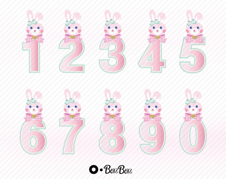 Easter Bunny Numbers, Birtday Numbers ,bunny Numbers Clipart, Easter ...