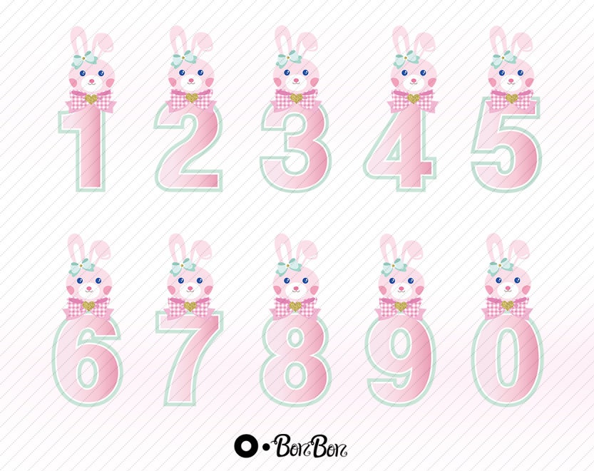 Easter Bunny Numbers, Birtday Numbers ,bunny Numbers Clipart, Easter ...