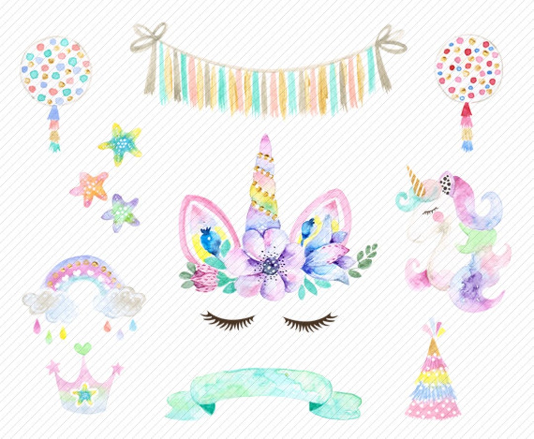 Watercolor Unicorn Clipart. Unicorn Printable. Baby Shower Kids Party ...