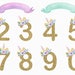 Number Clipart. Watercolor Unicorn Clipart.floral Numbers Printable ...