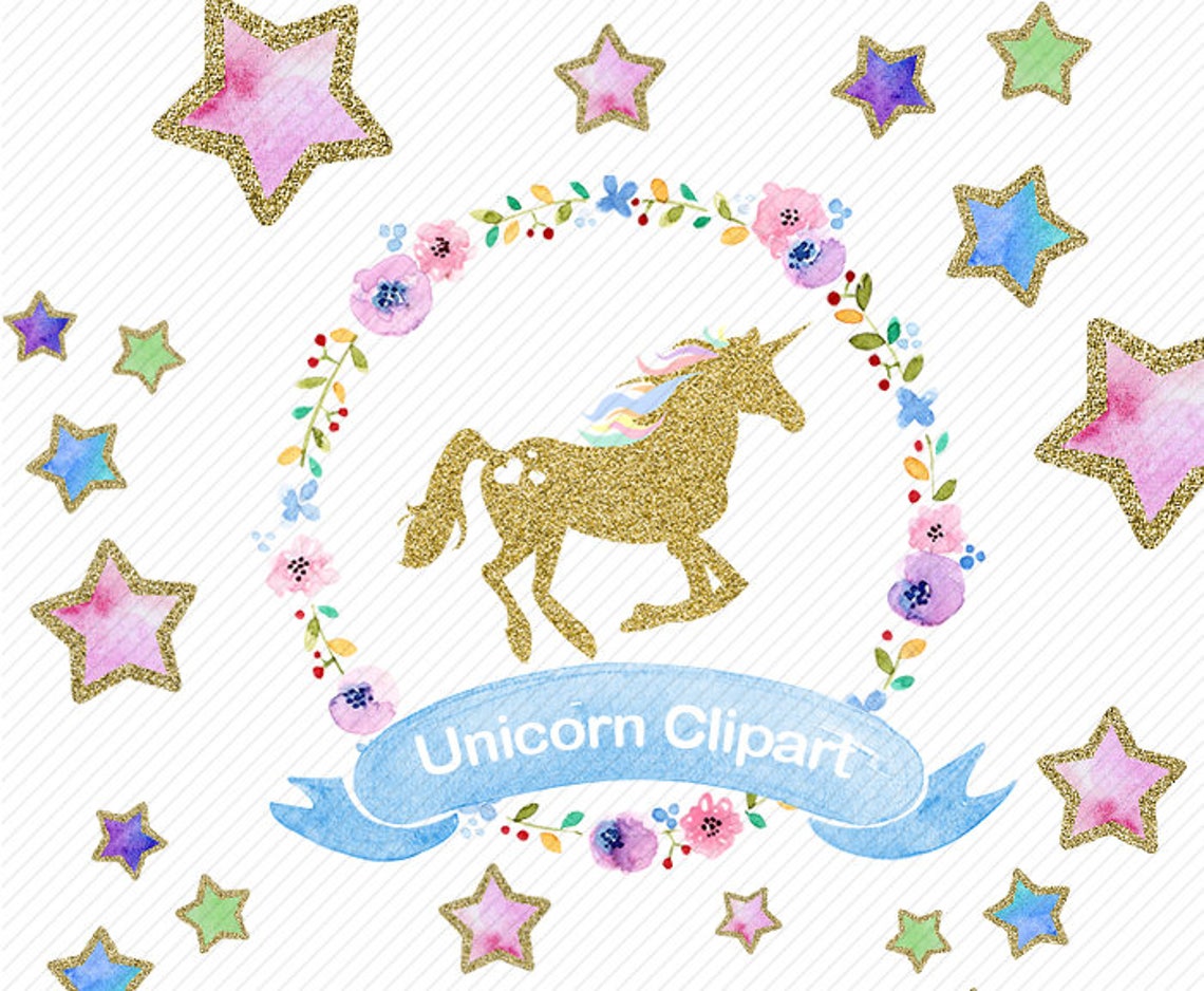 Number Clipart. Watercolor Unicorn Clipart.floral Numbers Printable ...