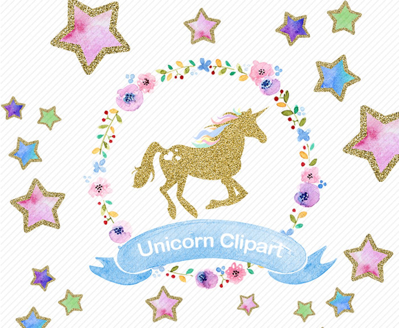 Number Clipart. Watercolor Unicorn Clipart.floral Numbers Printable ...