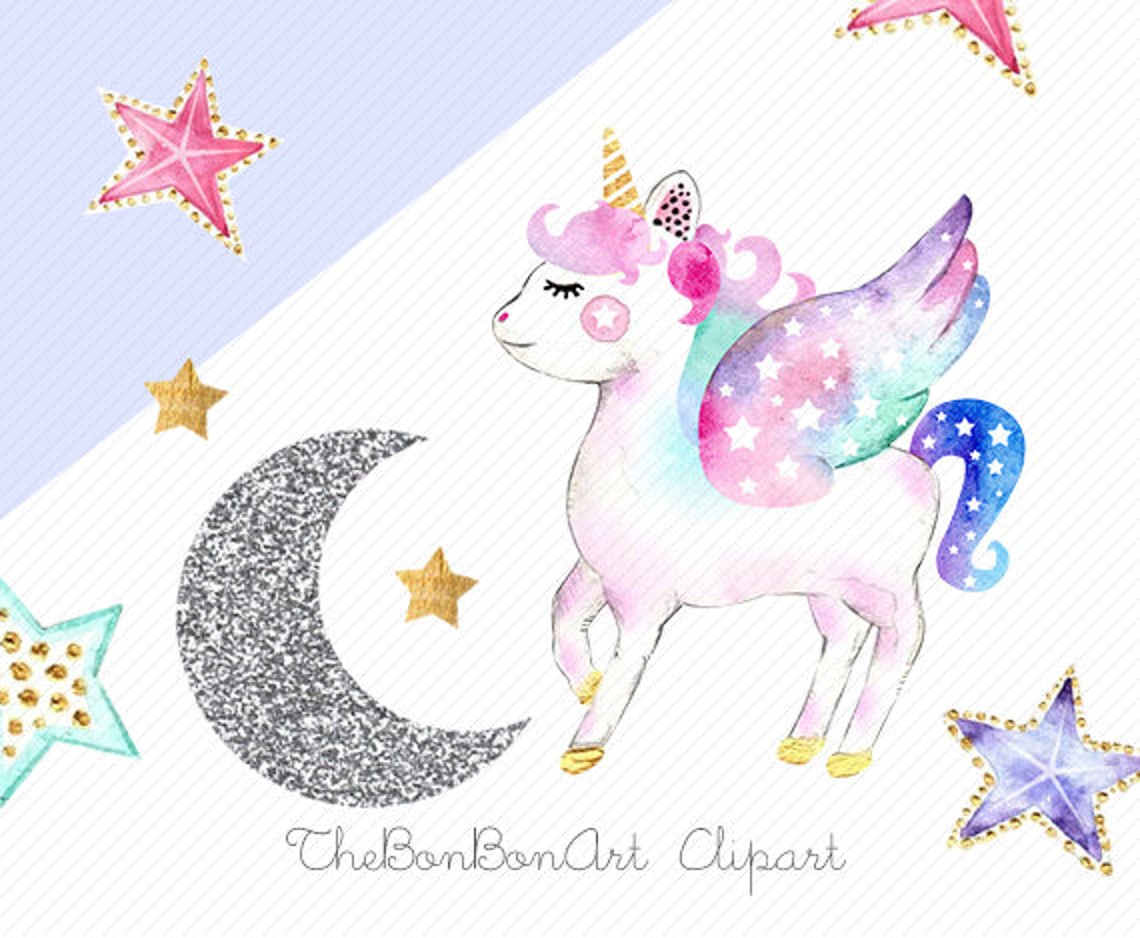 Watercolor Unicorn Clipart. Unicorn Printable. Baby Shower Kids Party ...