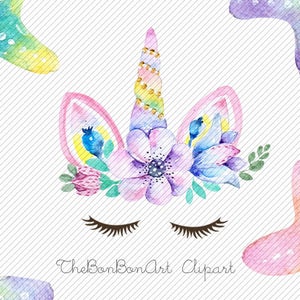 Watercolor Unicorn Clipart. Unicorn Printable. Baby Shower Kids Party ...