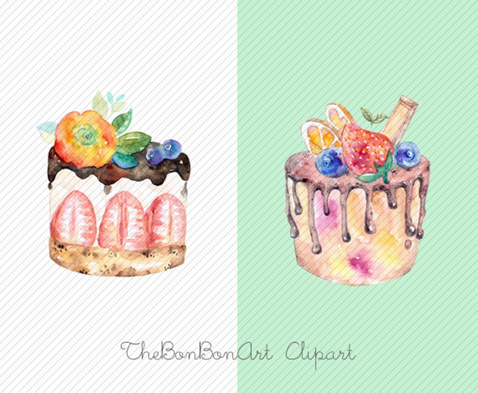 Watercolor Clipart. Watercolor Cake. Bakery Clipart. Cupcake - Etsy