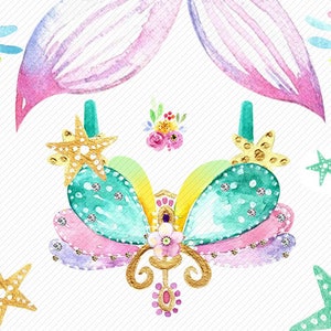 Watercolor Mermaid Clipart. Mermaid Printable. Baby Shower Kids Party ...