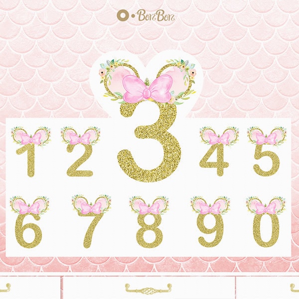 Minnie Numbers Clipart. Birthday Number Clipart.mouse Ears..disney ...