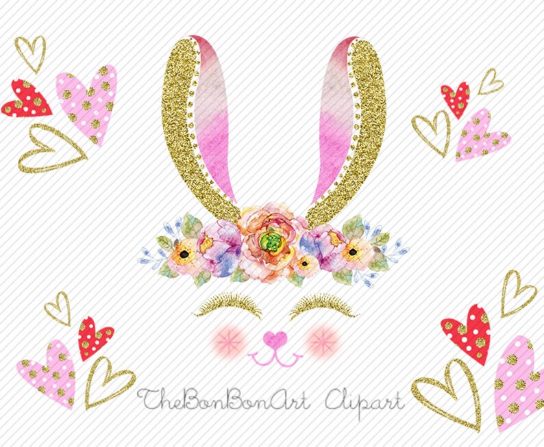 Bunny Clipart. Bunny Party Clipart. Bunny Watercolor.easter Watercolor ...