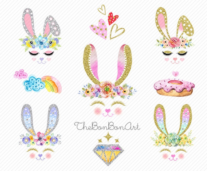 Bunny Clipart. Bunny Party Clipart. Bunny Watercolor.easter Watercolor ...