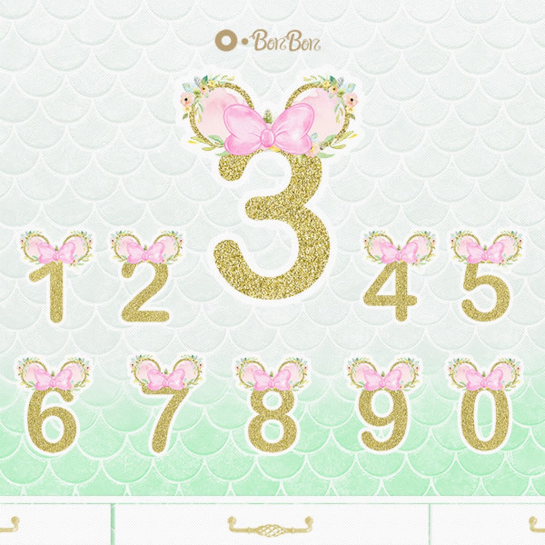 Minnie Numbers Clipart. Birthday Number Clipart.mouse Ears..disney ...