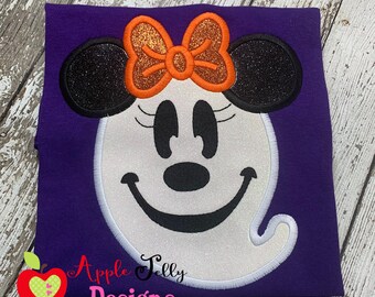 Halloween Minnie Mouse Ghost Digital Embroidery Machine Applique Design ...