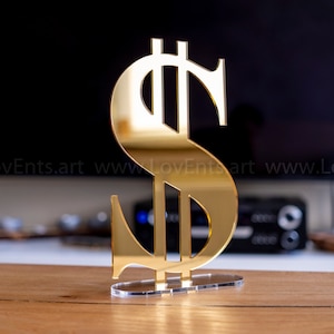 Large Dollar Glitter or Gold Mirror Freestanding Sign Glitter Money ...