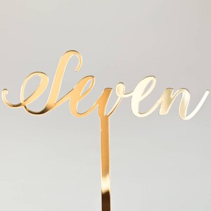 7" Gold Mirror Acrylic Table Numbers, Wedding Table Numbers, Tall Table ...