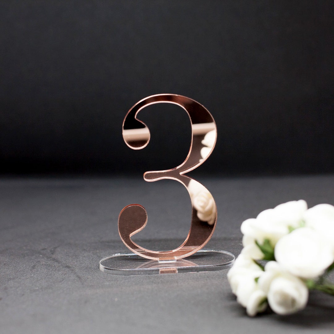 Rose Gold Mirror Acrylic Table Numbers, Golden Wedding Table Numbers ...