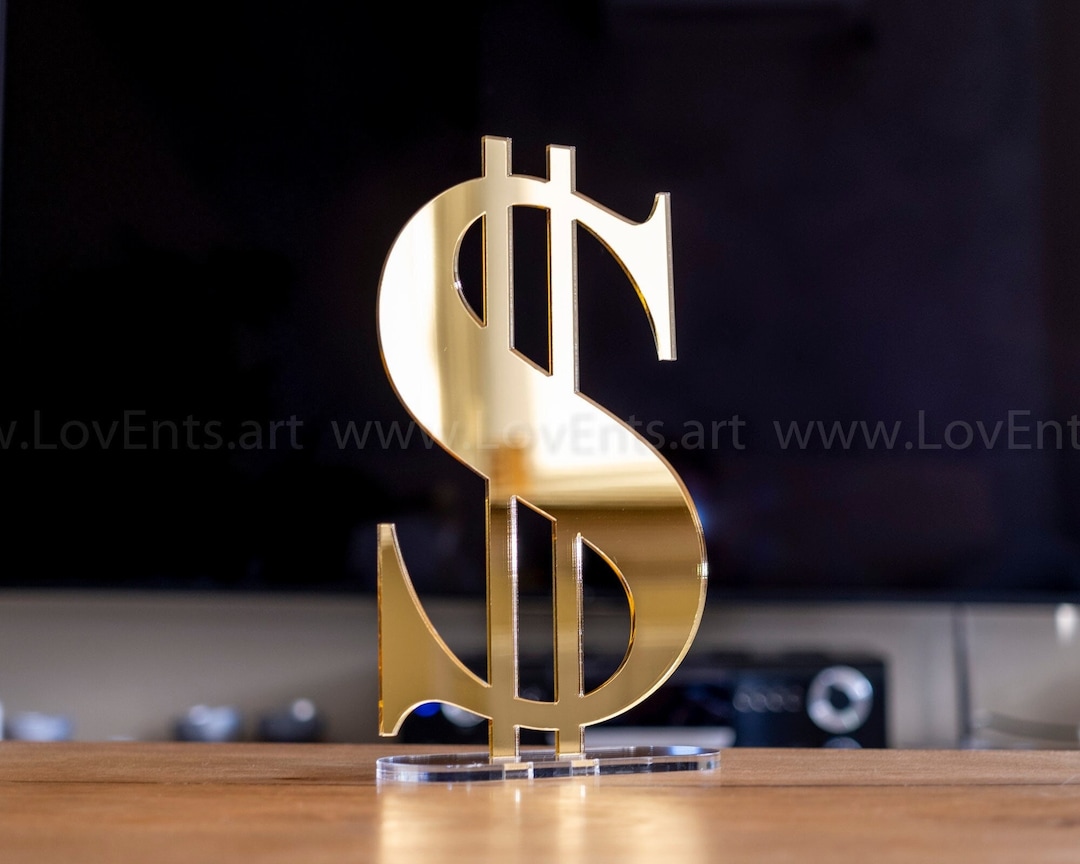Large Dollar Sign Gold Mirror Backdrop Mirrored Money Sign Custom ...