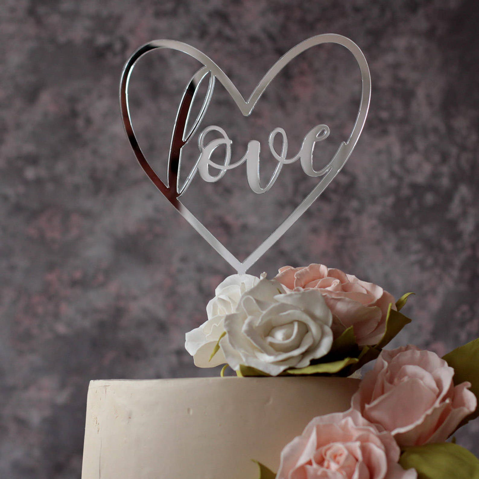 Love Cake Topper Custom Heart Cake Topper acrilic cake | Etsy