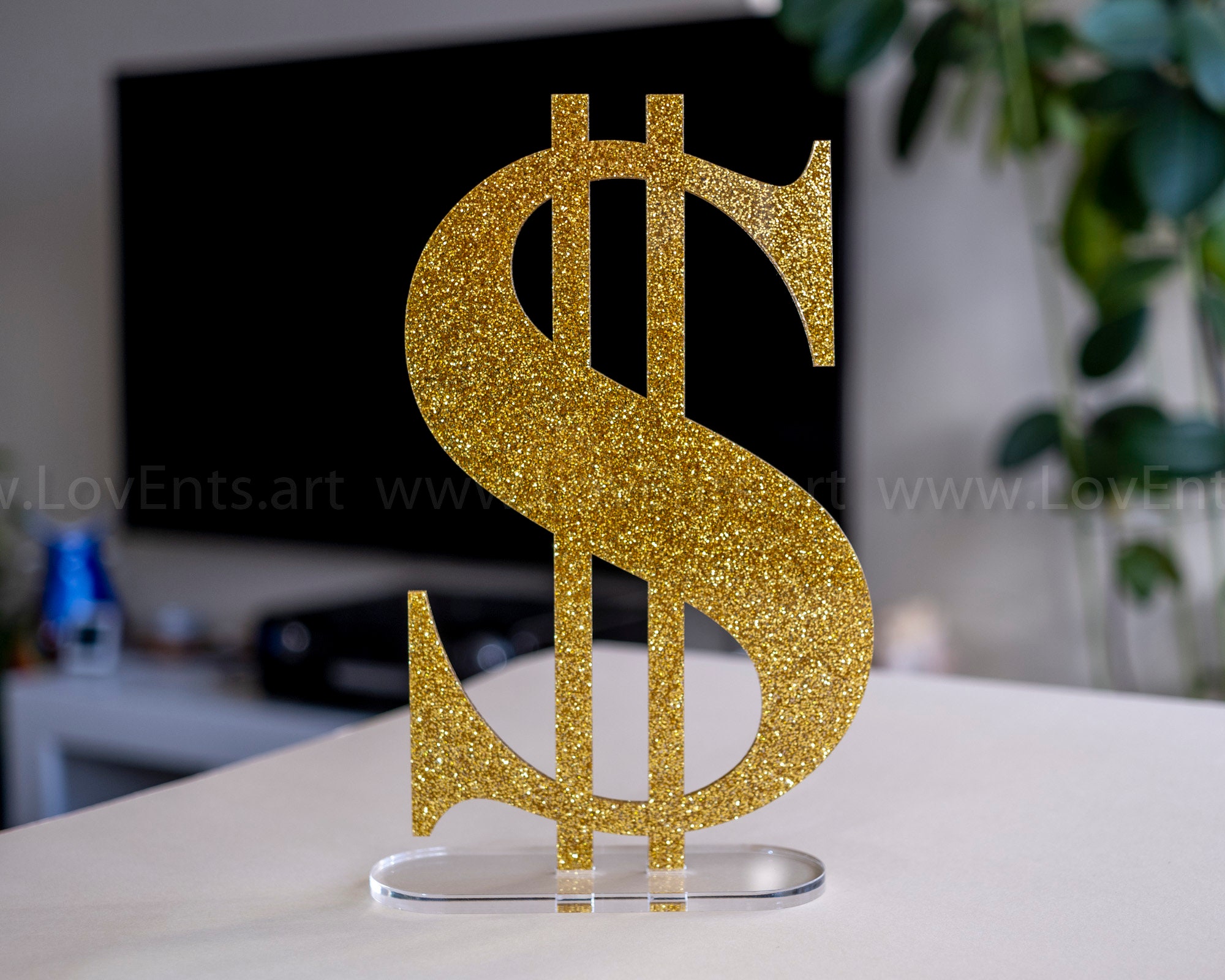 Large Dollar Sign Gold Mirror Backdrop Mirrored Money Sign Custom ...