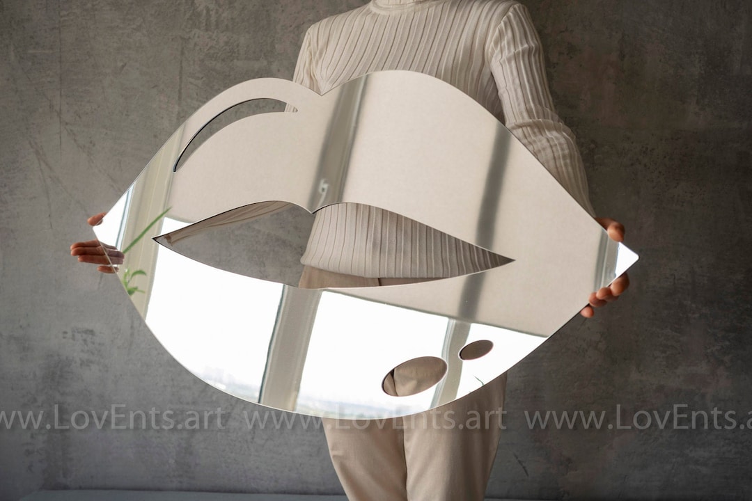 Silver or Gold Lips Mirror Decor Wall Hanging Home Decor Kiss Art Kiss ...