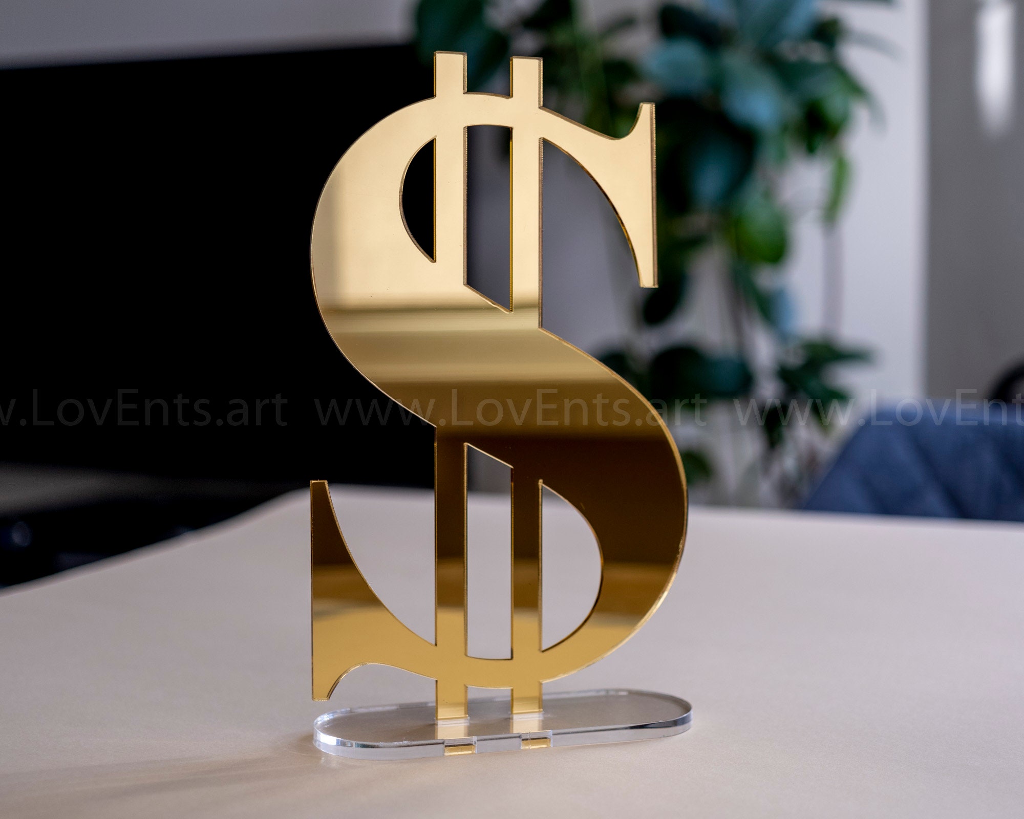 Large Dollar Sign Gold Mirror Backdrop Mirrored Money Sign Custom ...