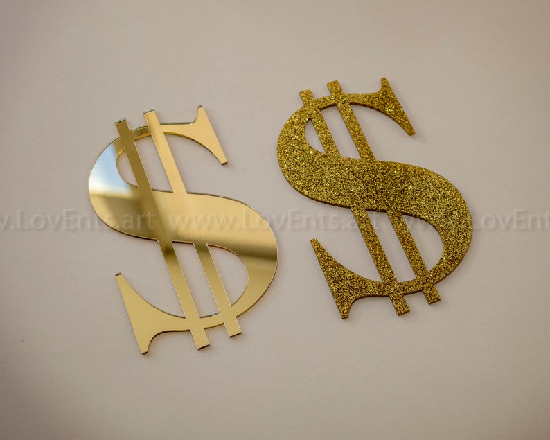 Large Dollar Sign Gold Mirror Backdrop Mirrored Money Sign Custom ...