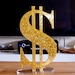 Large Dollar Glitter or Gold Mirror Freestanding Sign Glitter Money ...