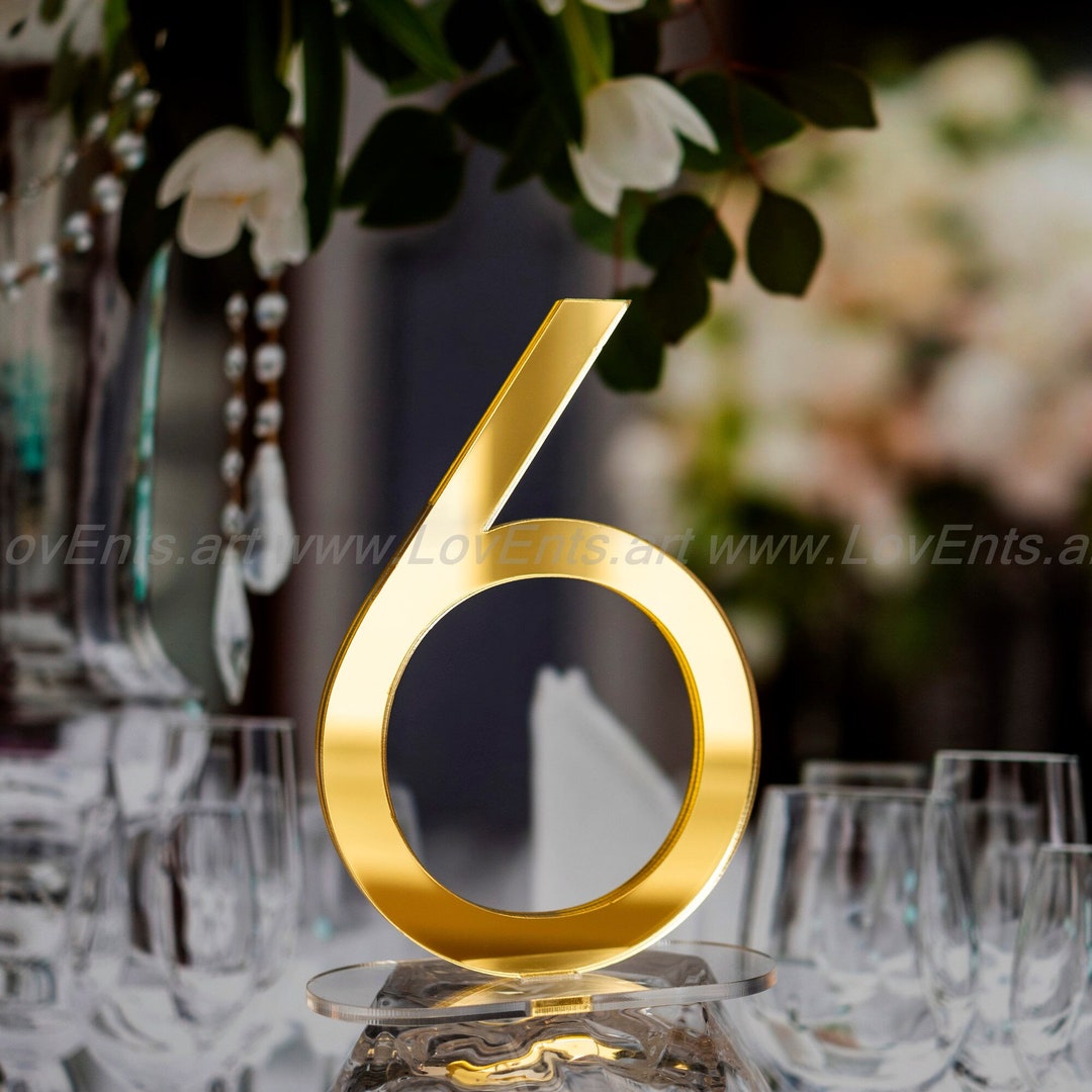 Gold Mirror Acrylic Table Numbers, Wedding Centerpieces - Etsy
