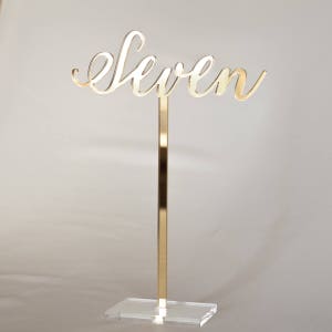 7" Gold Mirror Acrylic Table Numbers, Wedding Table Numbers, Tall Table ...