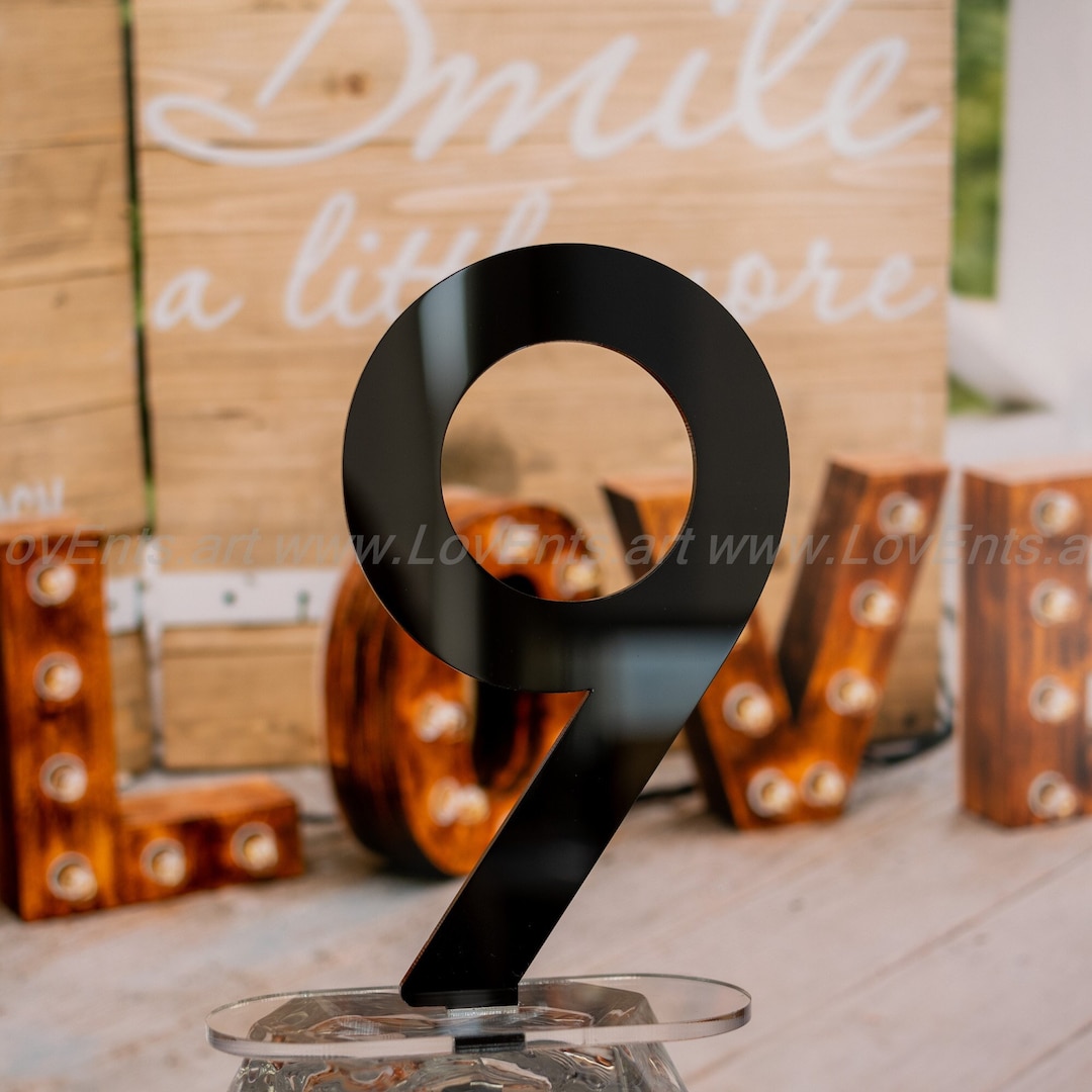 Modern Black Wedding Table Numbers || Gold Mirror Large Size Numbers ...
