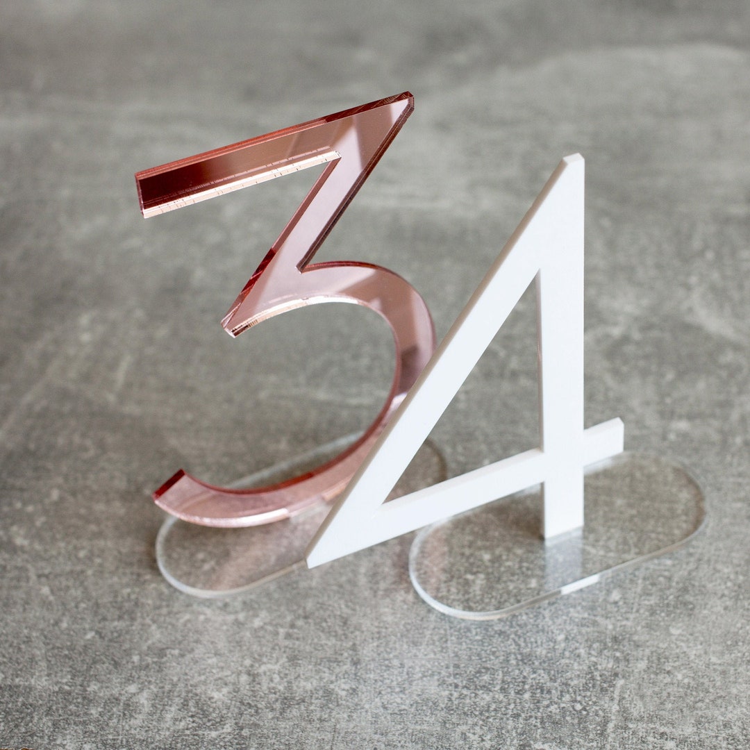 Rose Gold Mirror Acrylic Table Numbers, Wedding Table Numbers, Wedding ...
