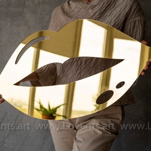 Silver or Gold Lips Mirror Decor Wall Hanging Home Decor Kiss Art Kiss ...