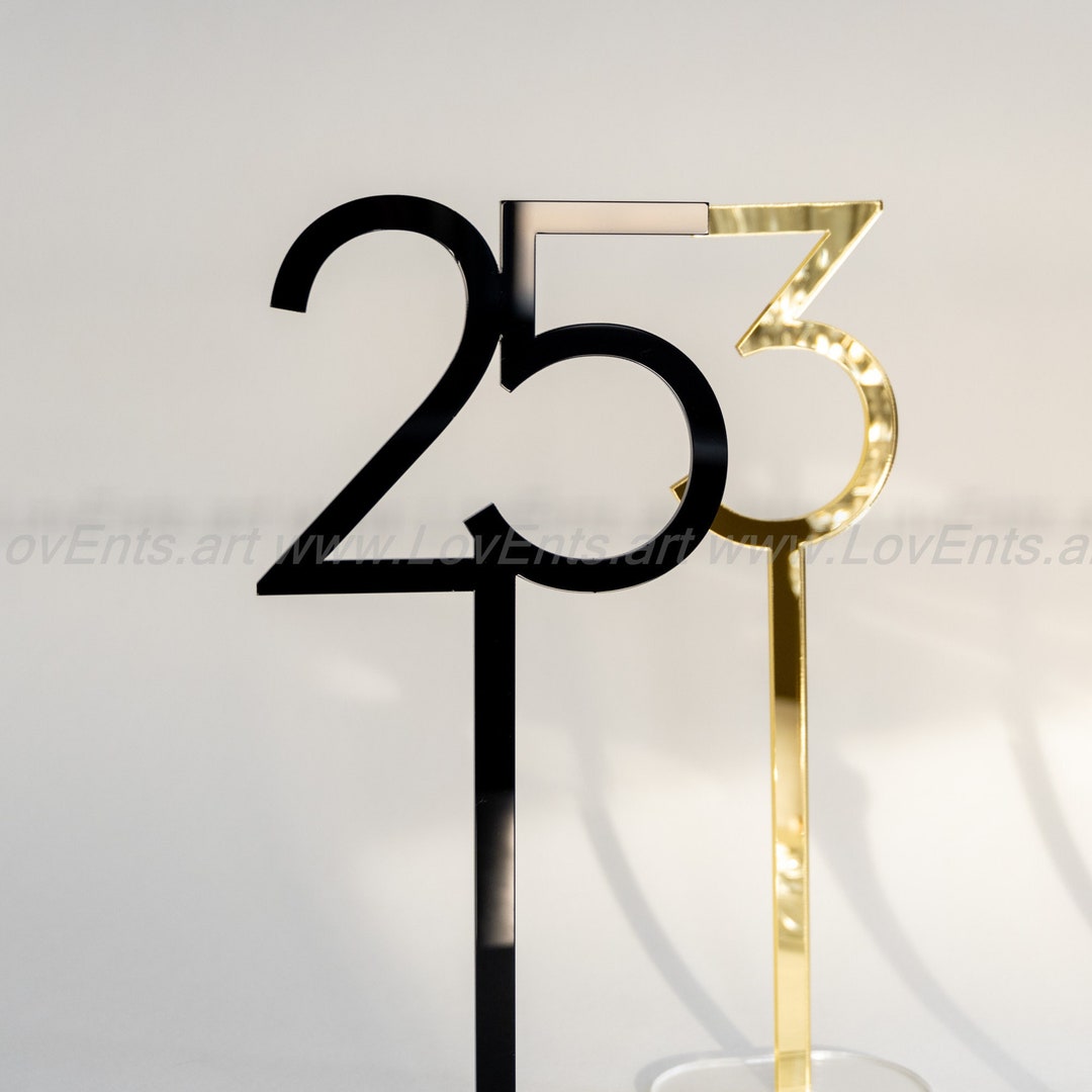Big Black Block Table Numbers for Wedding Table, Golden Block Font ...