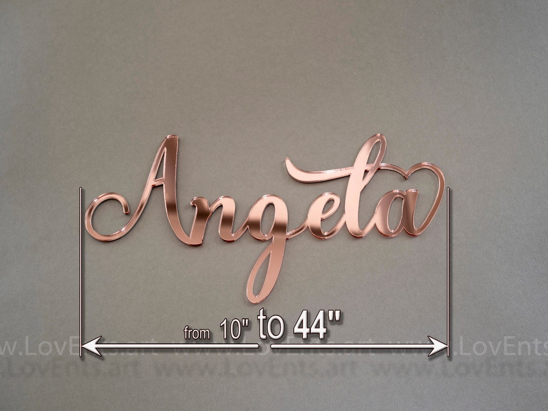 Large Personalized Mirror Name Sign Rose Gold Backdrop Name Sign Custom ...