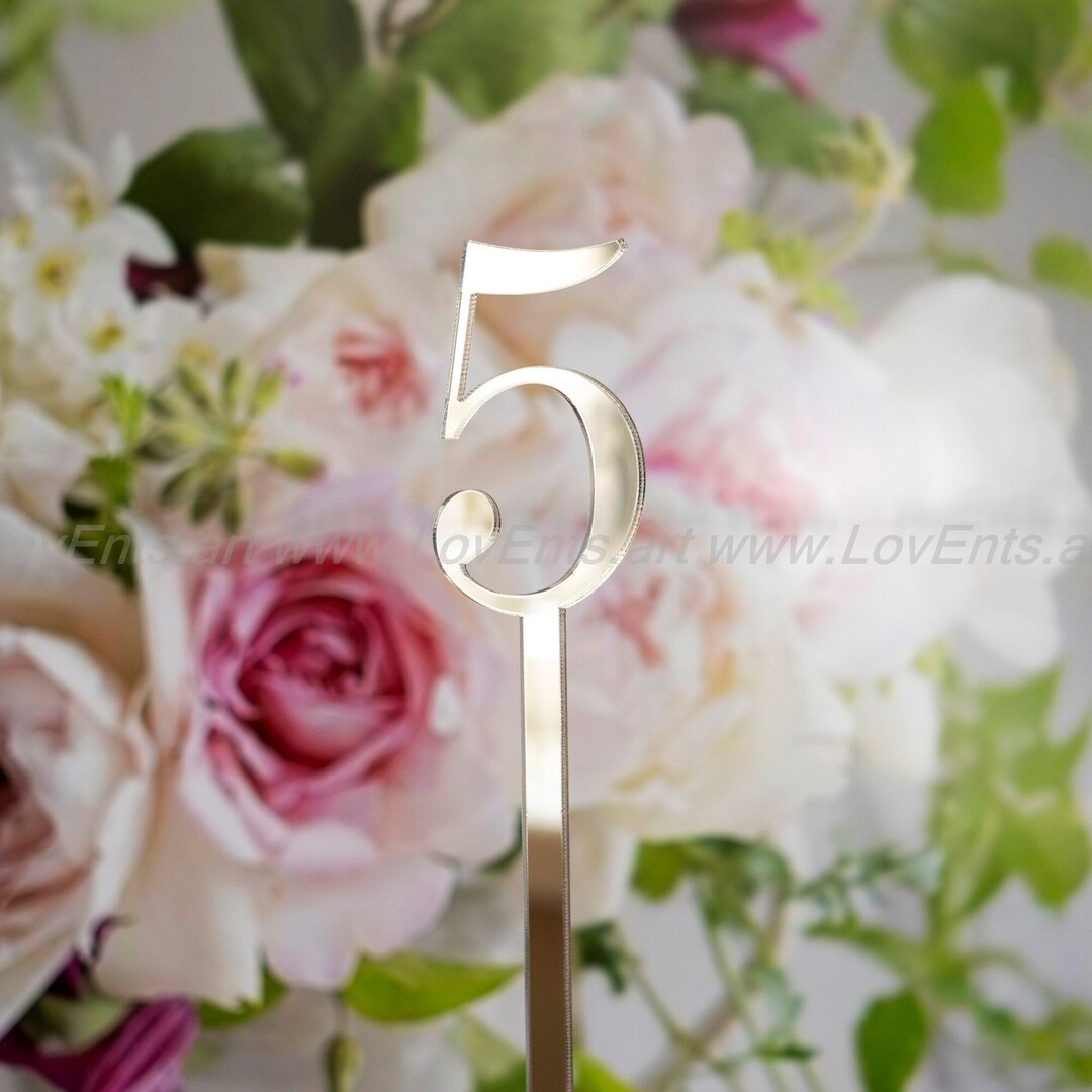Tall Silver Table Numbers, Big Gold Mirror Wedding Table Numbers ...