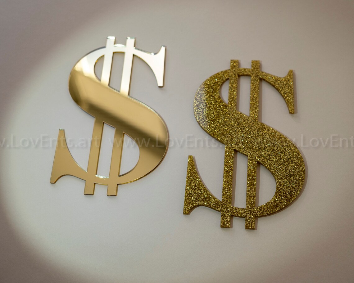 Large Dollar Glitter or Gold Mirror Freestanding Sign Glitter - Etsy