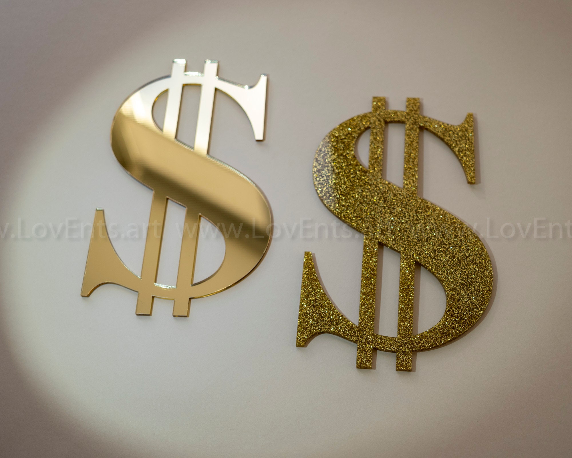 Large Dollar Glitter or Gold Mirror Freestanding Sign Glitter Money ...