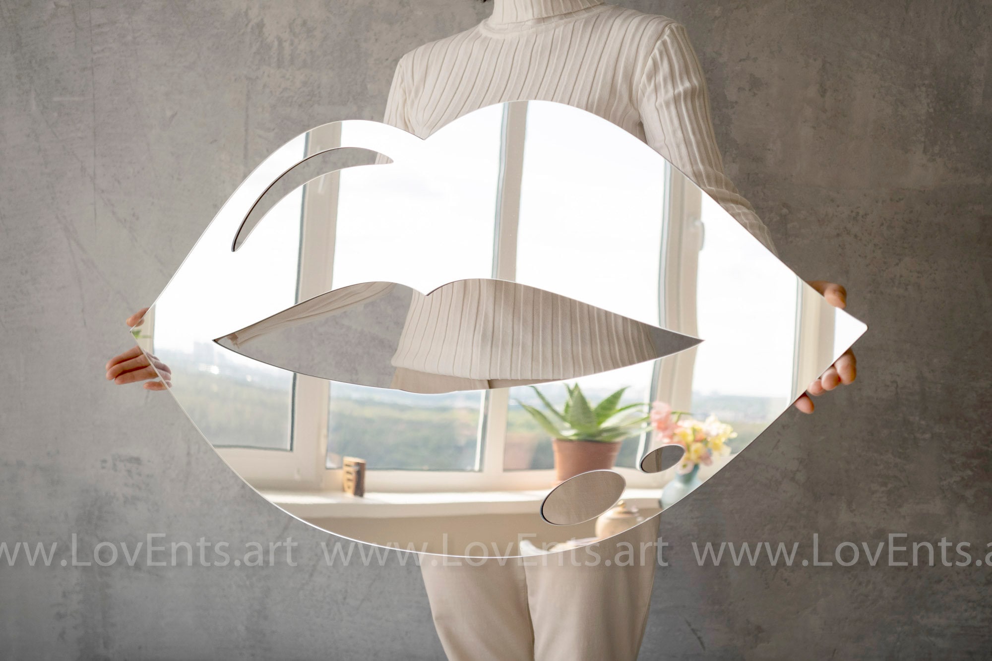 Personalized Lips Mirror Decor Kiss Art Pink Individual Lips | Etsy