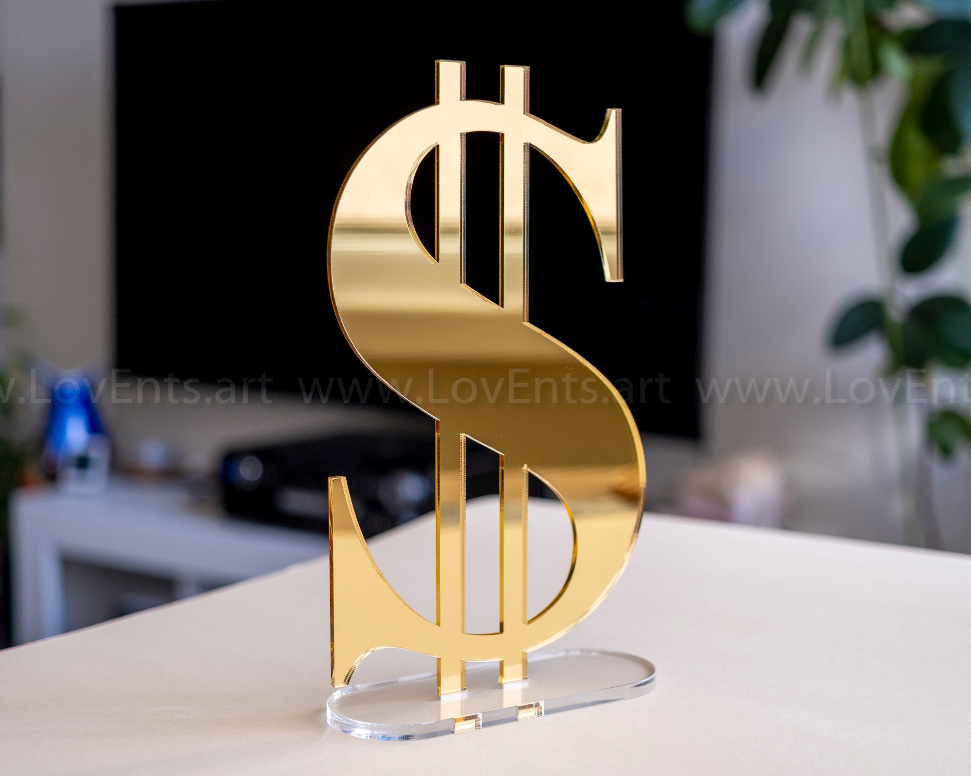 Large Dollar Sign Gold Mirror Backdrop Mirrored Money Sign Custom ...
