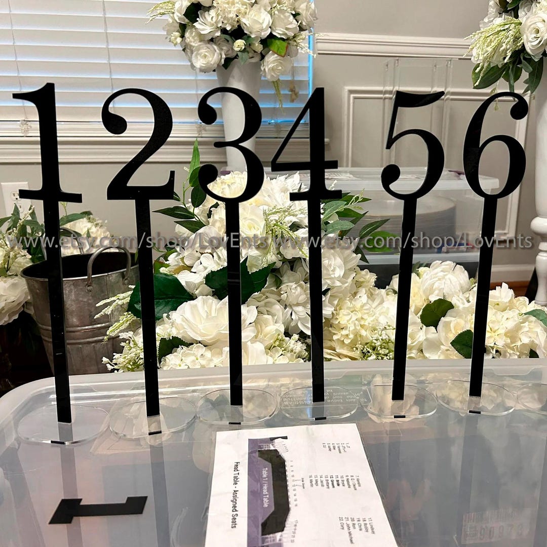 Acrylic Wedding Table Numbers, Black or Gold Mirror Decoration - Etsy