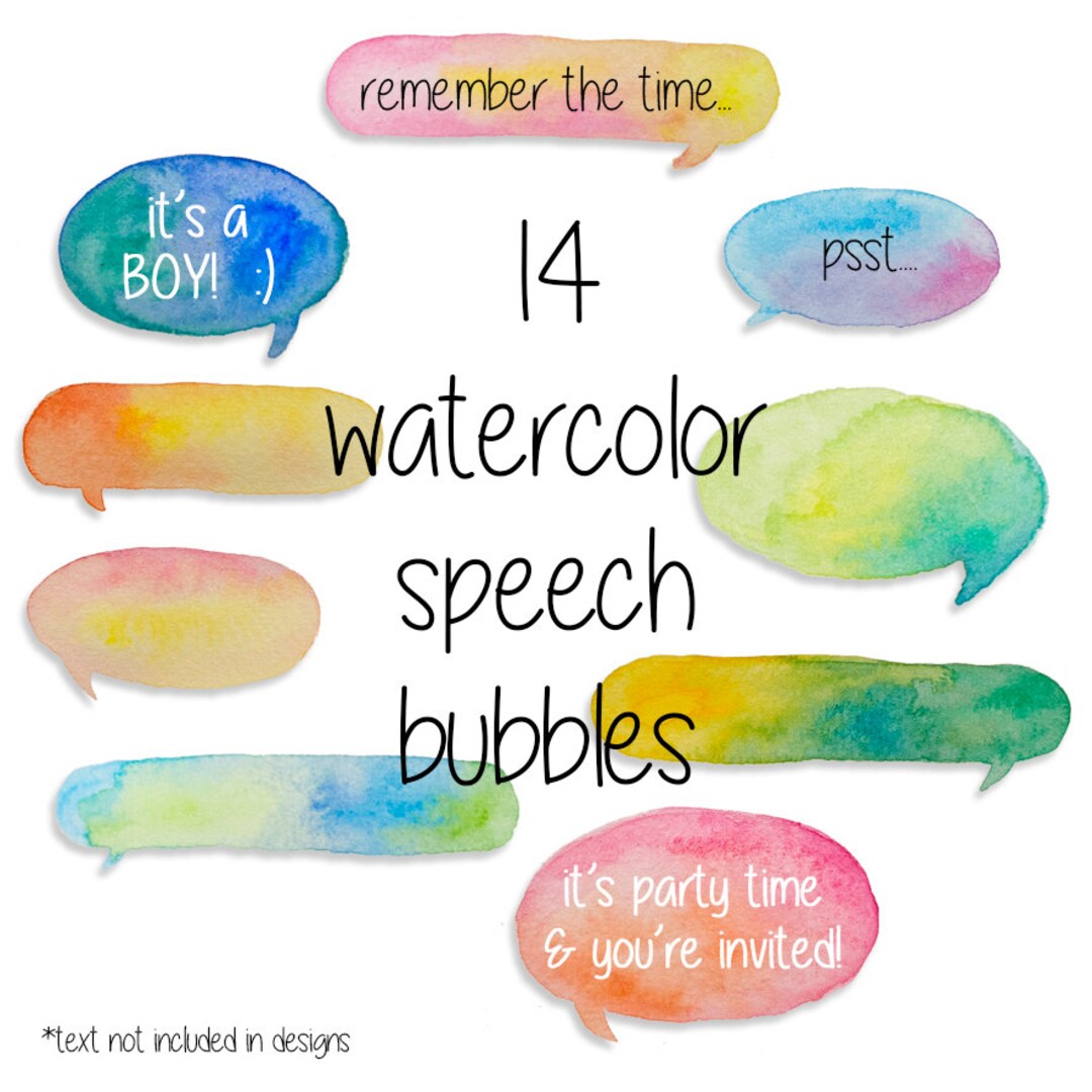 Clip Art Speech Bubbles in Watercolor - Etsy
