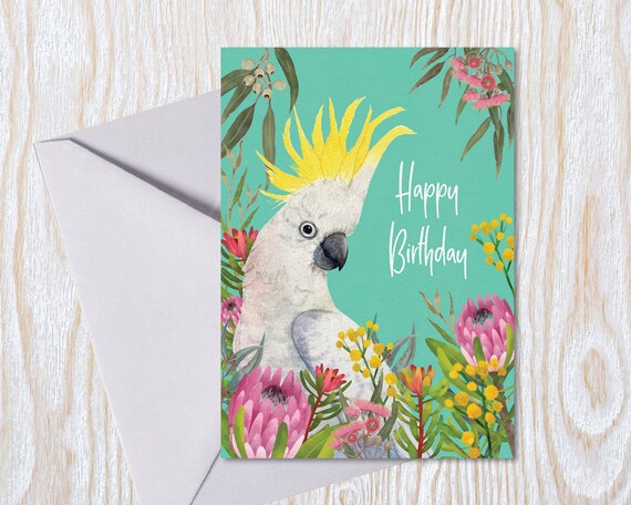 Happy Birthday Bold Native Australian Animals Watercolour | Etsy
