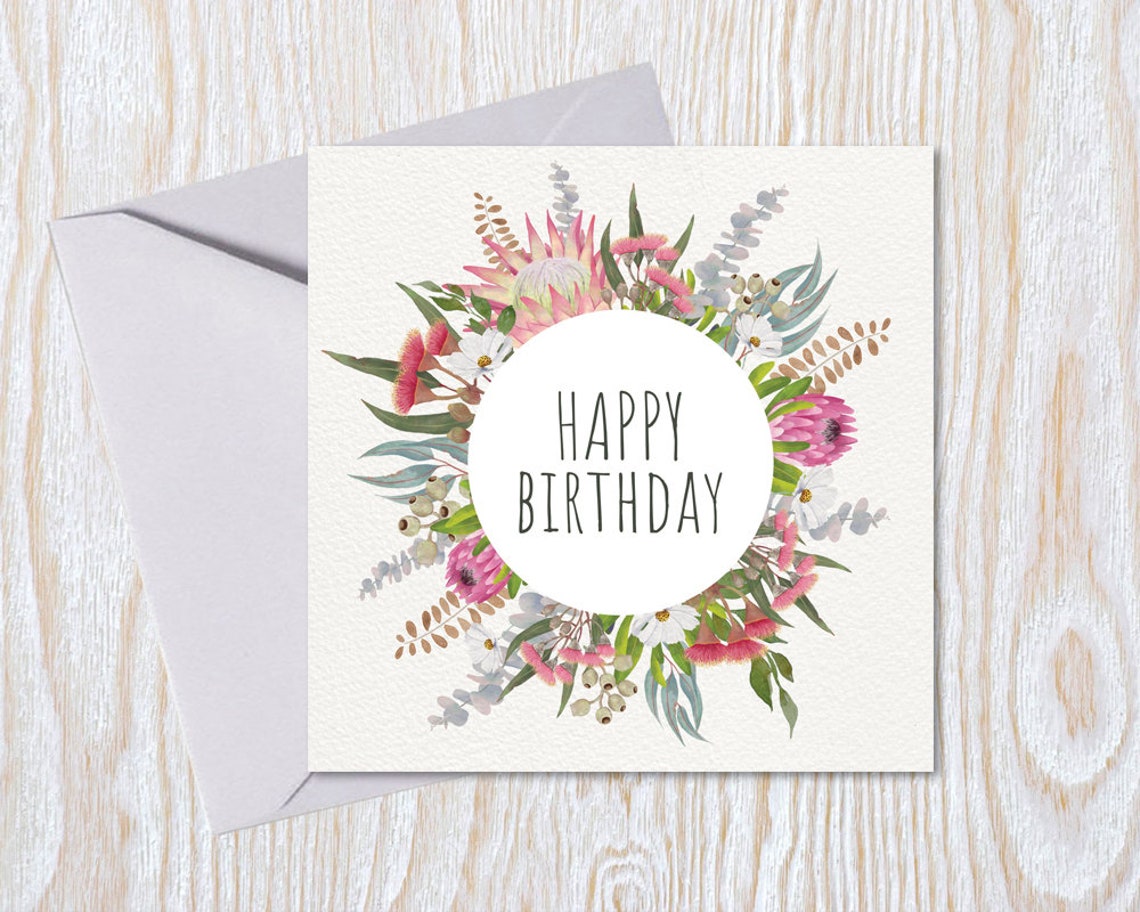 Happy Birthday Card Australian Native Flower Greeting Card - Etsy