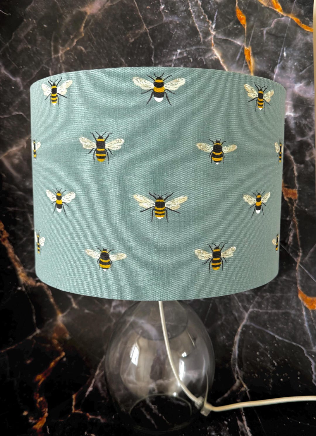 Sophie Allport Bees Teal Lampshade – Handmade Fabric Lamp Shade, Drum ...