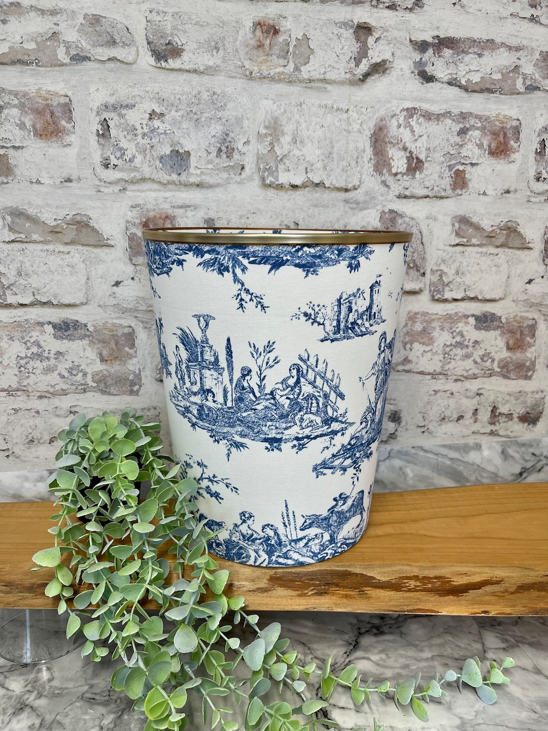 French Toile in French Blue Waste Paper Bin by Berry & Grouse Office ...
