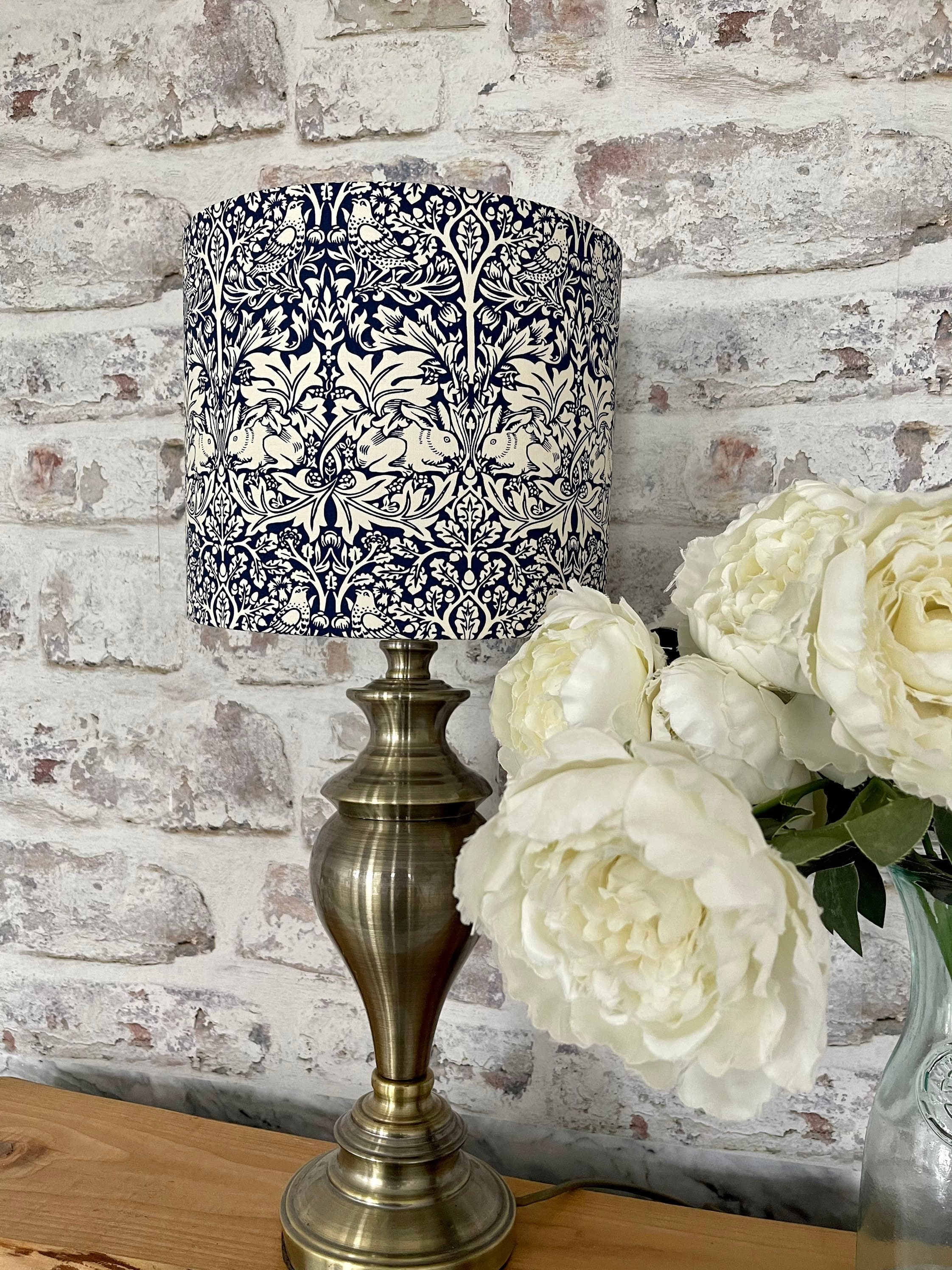 William Morris Brer Brother Rabbit Navy Lampshade, Handmade Fabric ...